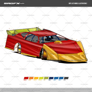 Dirt Late Model Illustration 2 | School of Racing Graphics