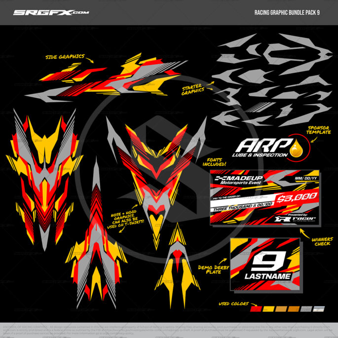 Geometric speed hatches modern racing graphics.